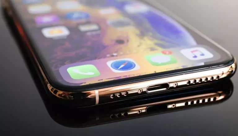 Apple iPhone Xs Max Gold Silver Смартфонды жарықтандыру порты