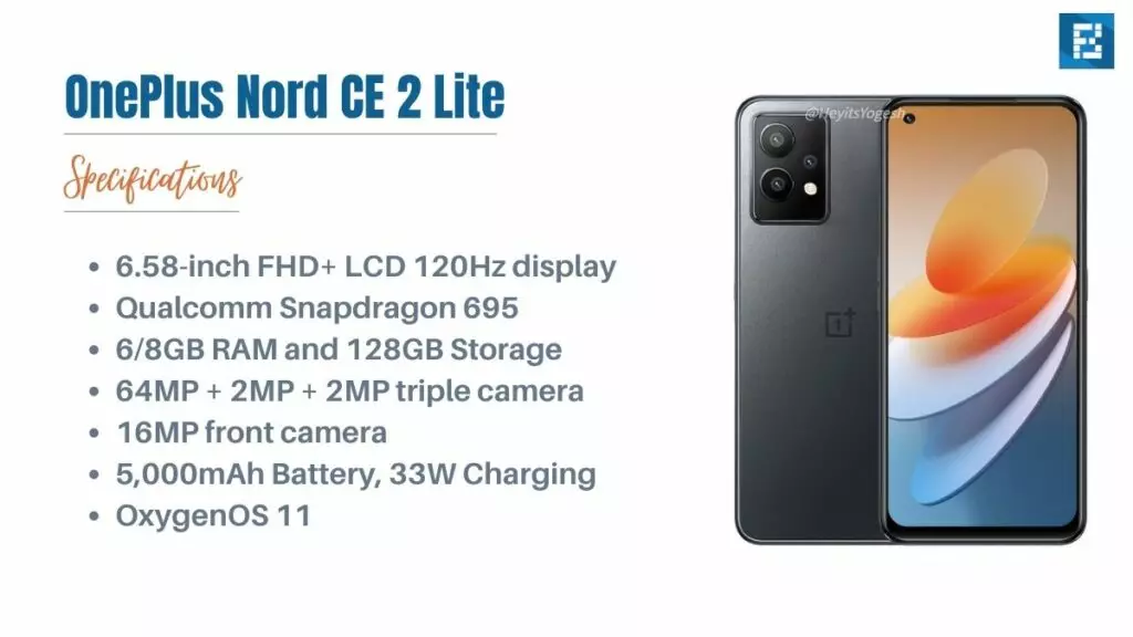 I-OnePlus Nord CE 2 Lite evuzayo ityhila iRealme V25-Uyilo olufana noyilo 9881_2